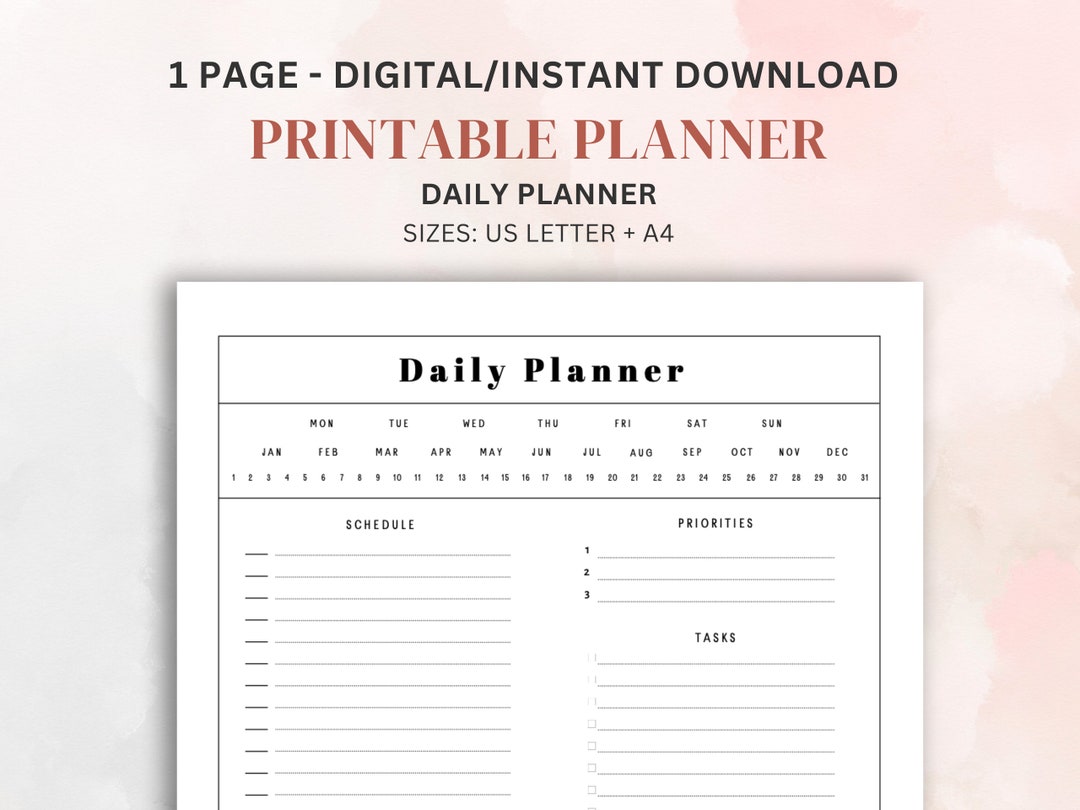 Printable Daily Productivity Planner With Customizable Schedule and ...