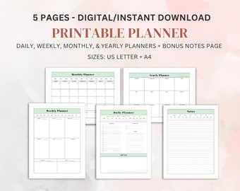 Printable Productivity Planner Bundle Daily Weekly Monthly Yearly With ...