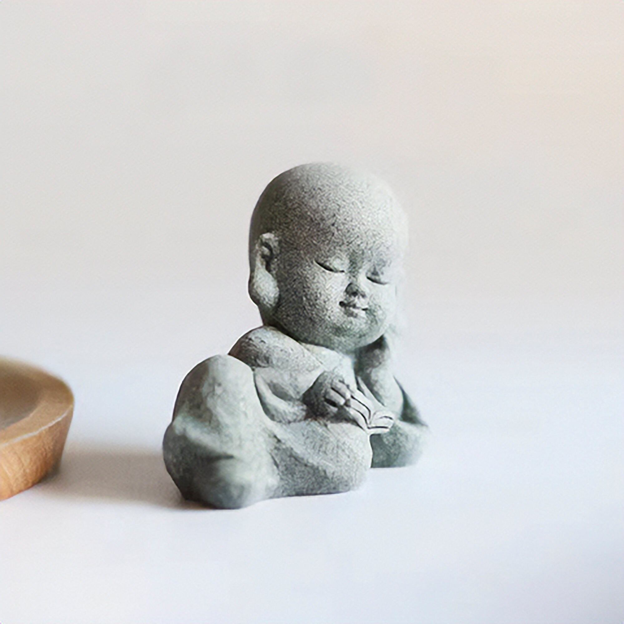 Mini Buddhist Monk Reading Scriptures Statue Buddist Sandstone ...