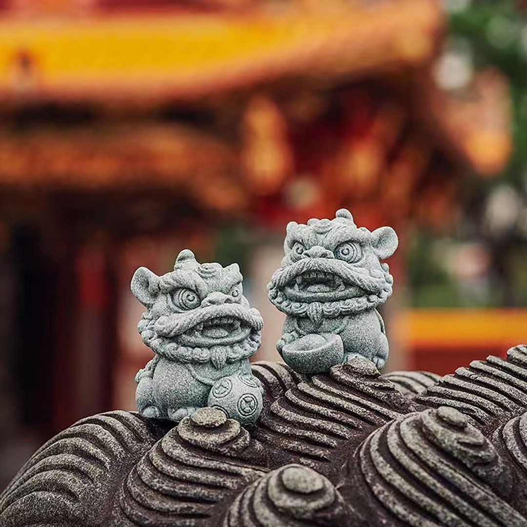 Mini Guardian Lion Statue | Small Fu Lion Statue | Zen Gift | Zen ...