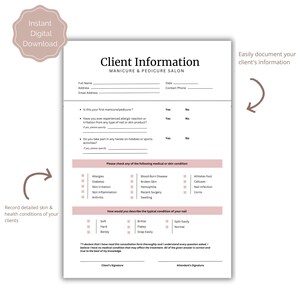 Waxing Client Intake Form: Esthetician Consultation (A4, A5) (canva ...