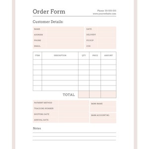 Custom Order Form Template | Purchase Order Form Template | Editable Order Form | Printable ...