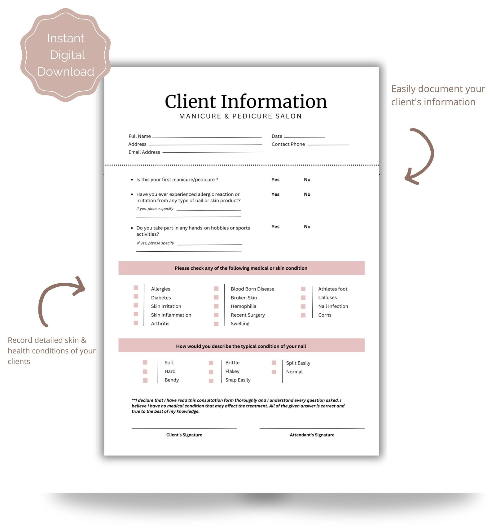 Waxing Client Intake Form: Esthetician Consultation (A4, A5) (canva ...