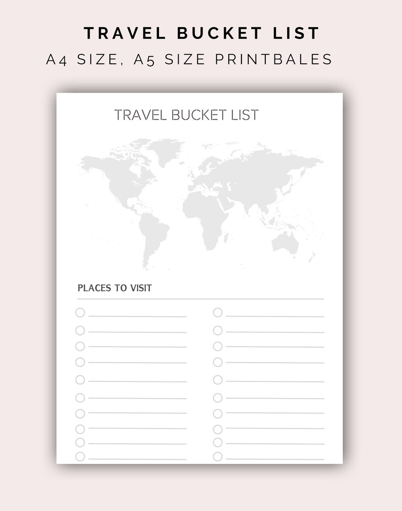 Travel Bucket List Printable, Wanderlust List, Travel to Do List, Dream ...