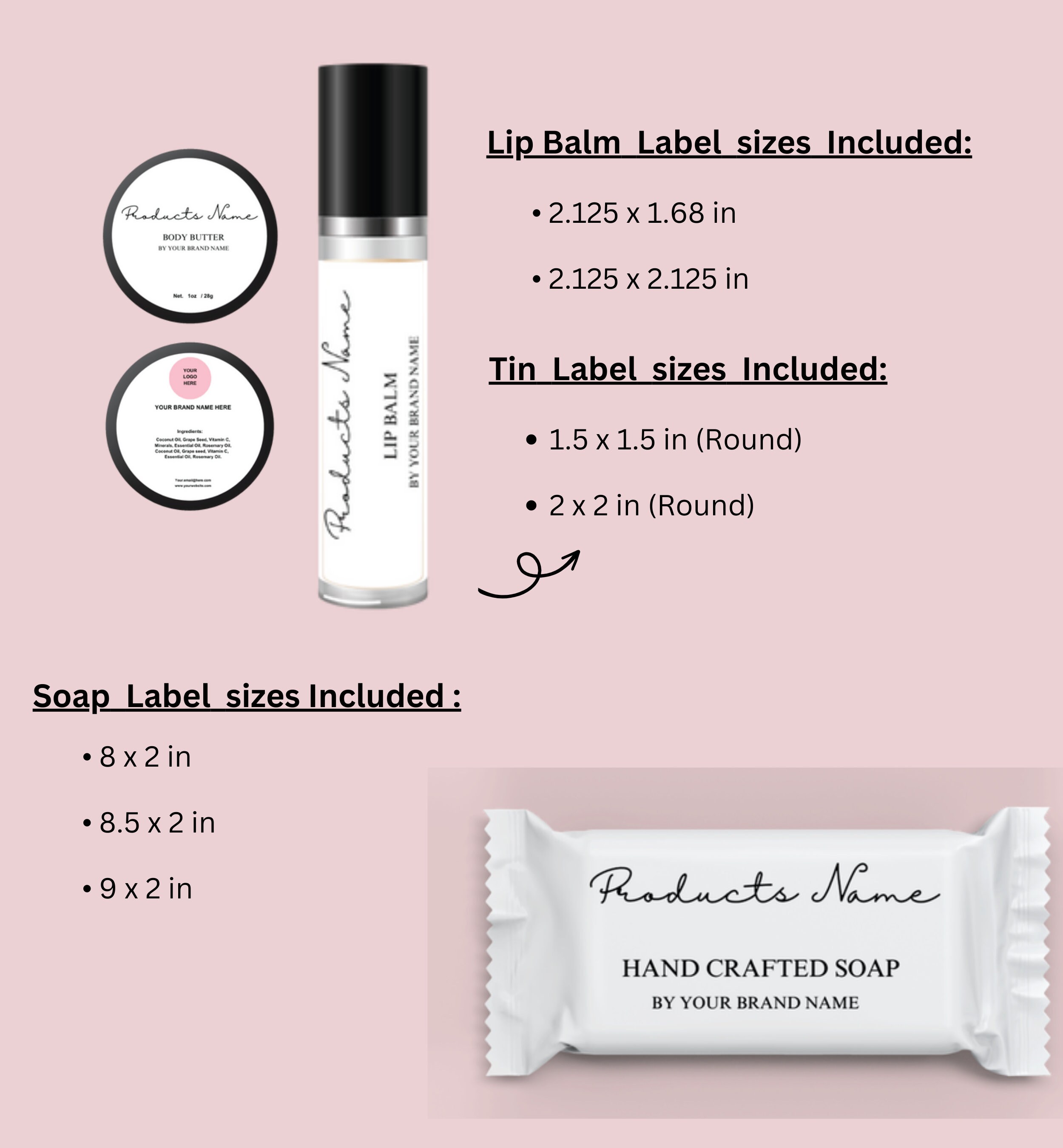 Minimalistic Label Templates for Cosmetic Products, Including Body ...