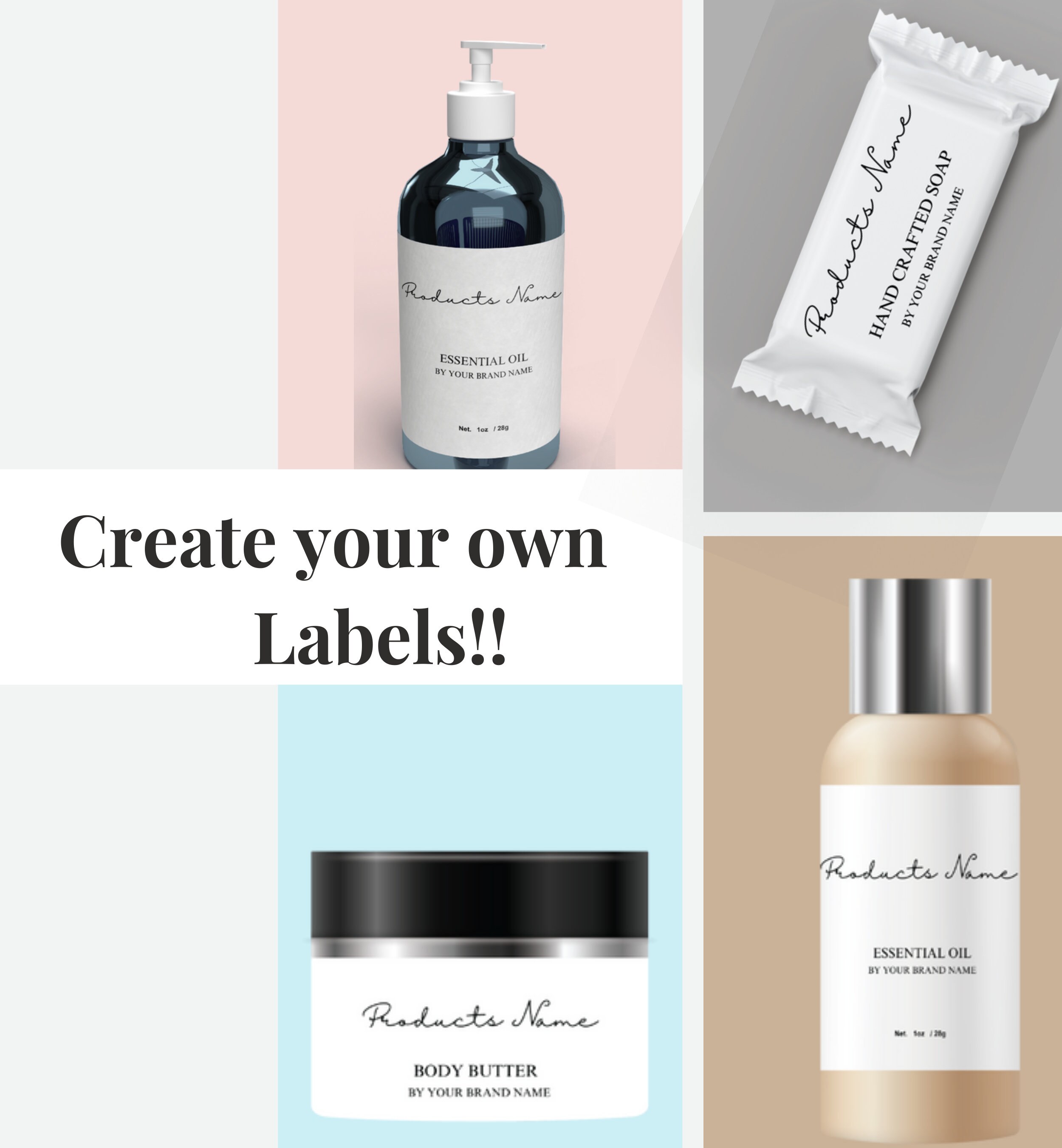 Minimalistic Label Templates for Cosmetic Products, Including Body ...