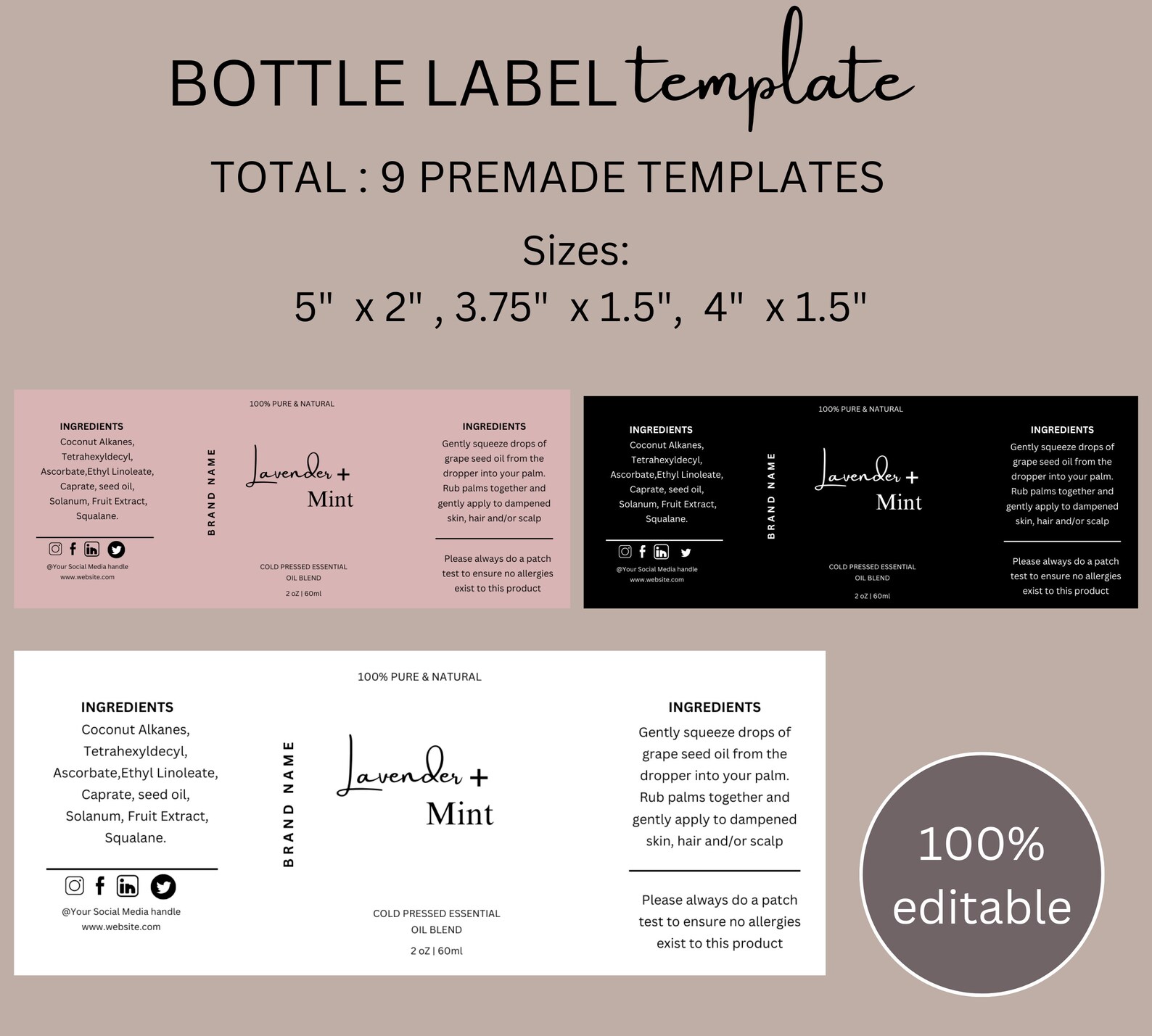Editable Product Label, Custom Label Template, Stylish Dropper ...