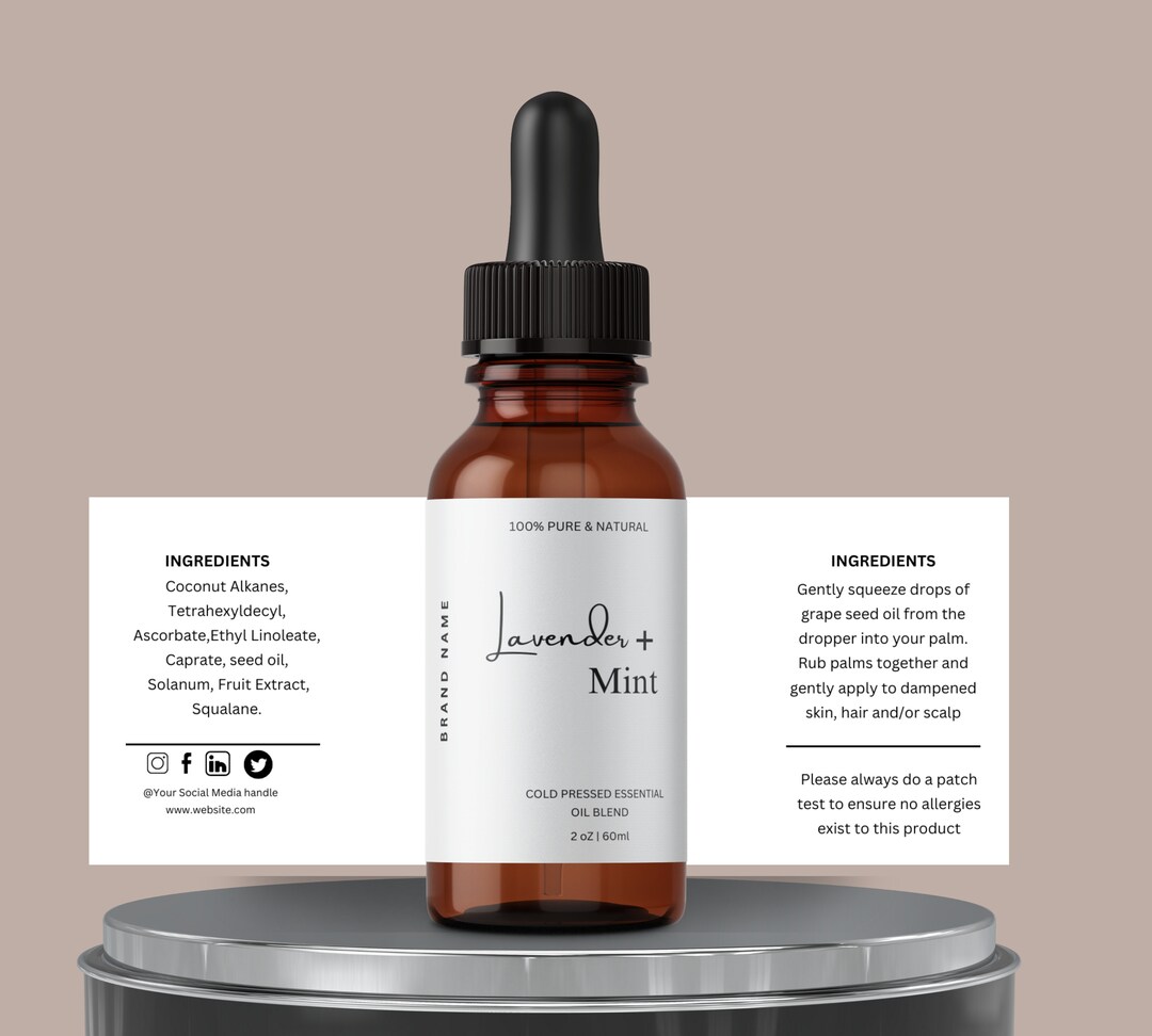 Editable Product Label, Custom Label Template, Stylish Dropper ...