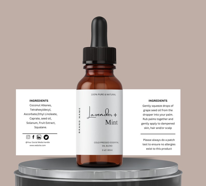 Editable Product Label, Custom Label Template, Stylish Dropper ...