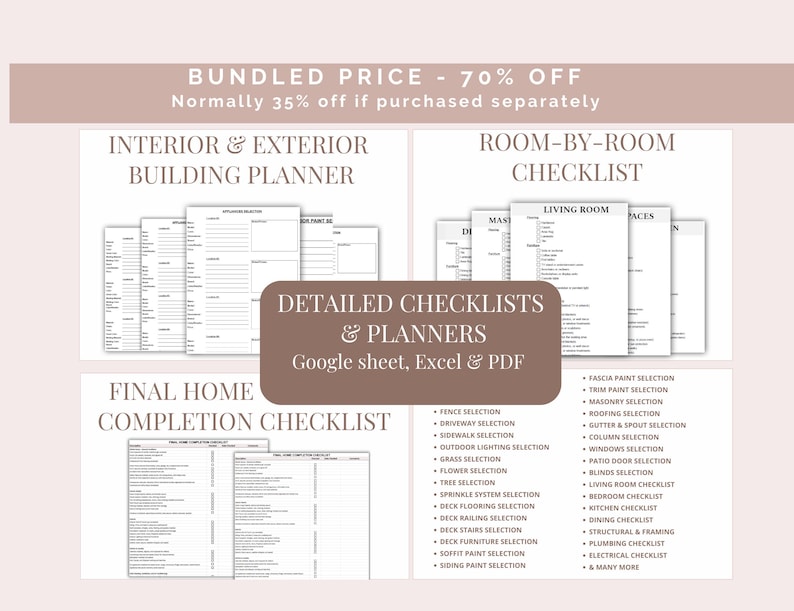 Printable + Editable Home Build Completion System Checklists & Planner ...