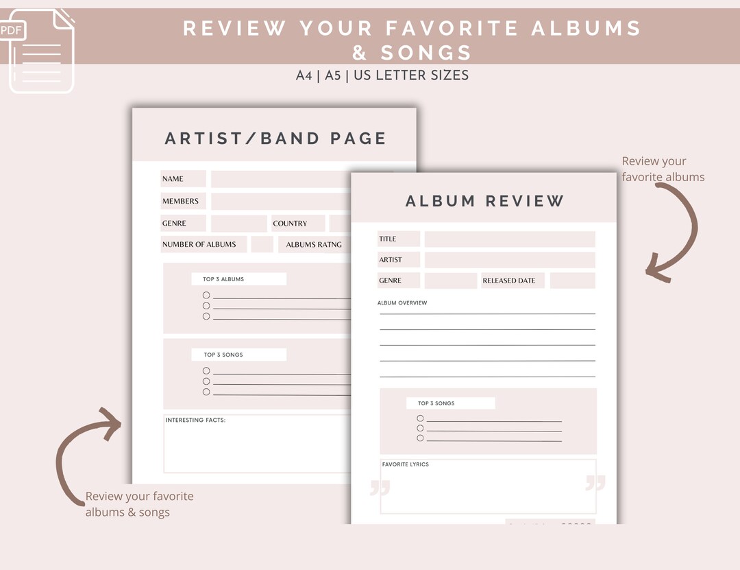 Music Journal, Music Planner, My Playlist, Concerts Tracker, Printable ...