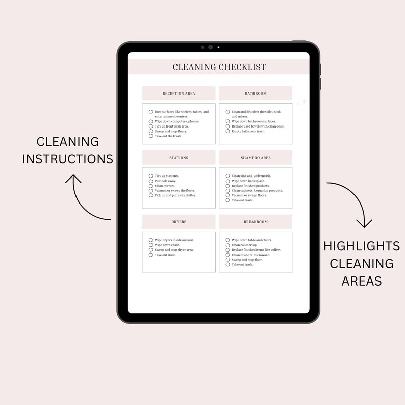 Salon Cleaning Checklist: Editable Canva Template (A4) (digital ...