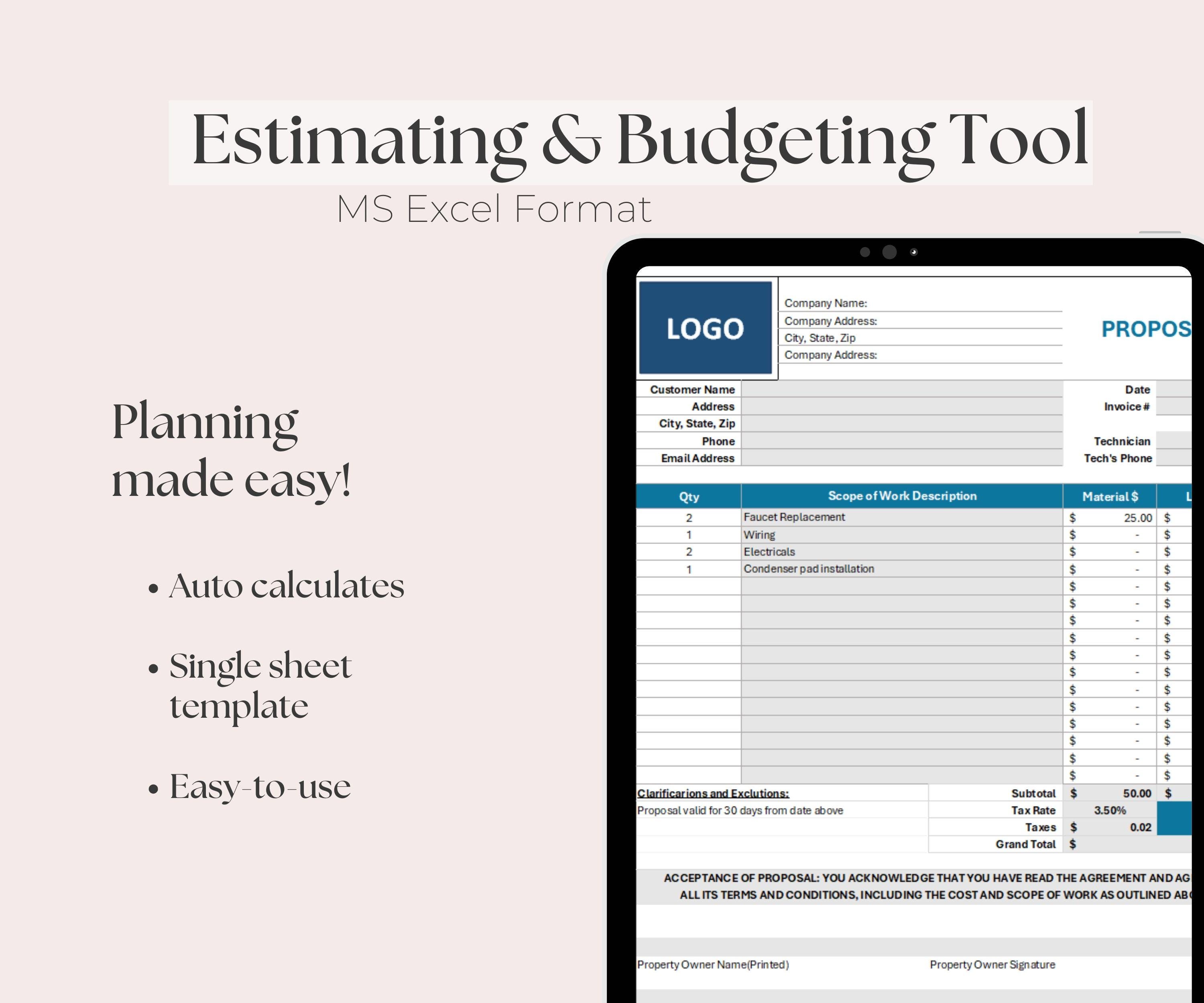 HVAC Estimate Proposal Template in Excel, HVAC Contractor Quote Form ...