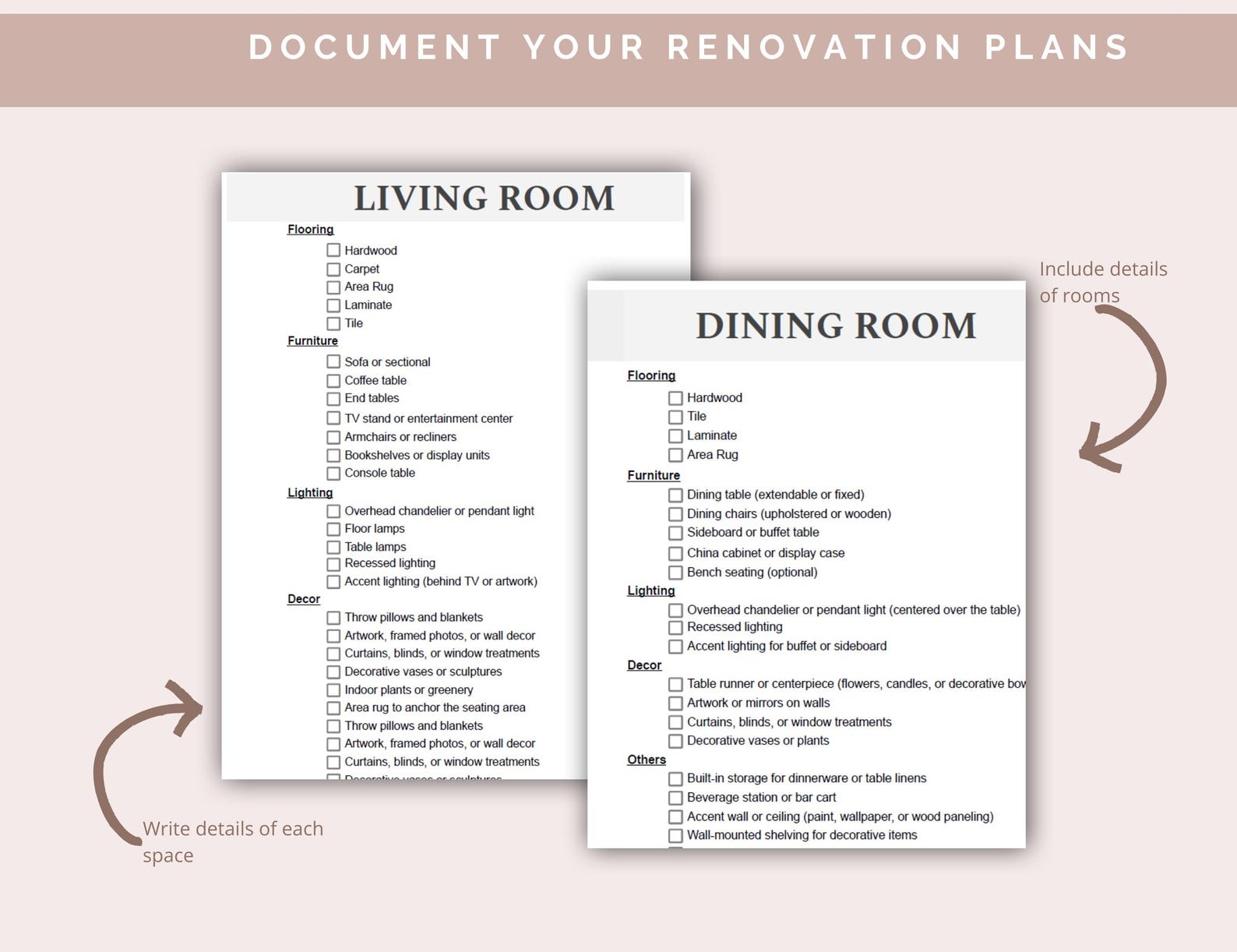Interior Design Checklist: Room-by-room Home Planner (digital Download ...