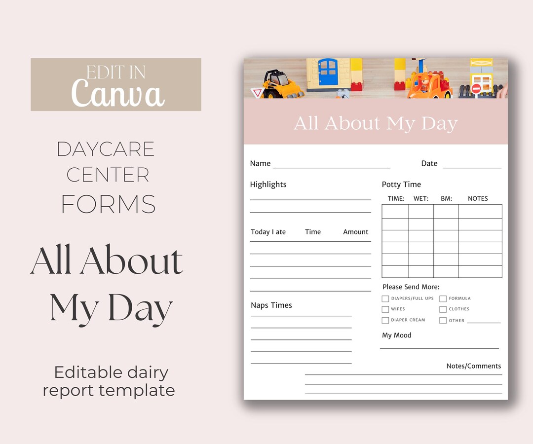 Daycare Report Mail, Daycare Printable, Day Care Report, Daily Log ...
