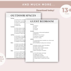 Interior Design Checklist: Room-by-room Home Planner (digital Download ...