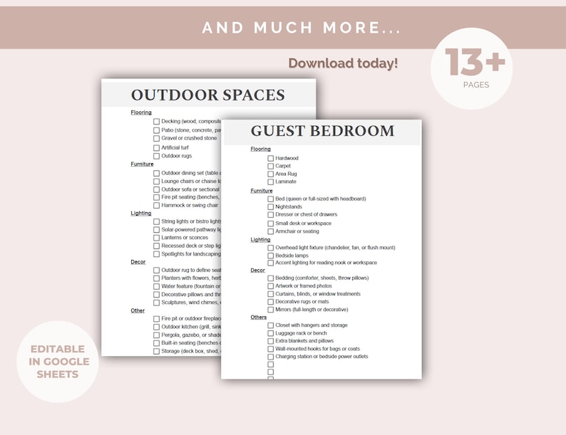 Interior Design Checklist: Room-by-room Home Planner (digital Download ...
