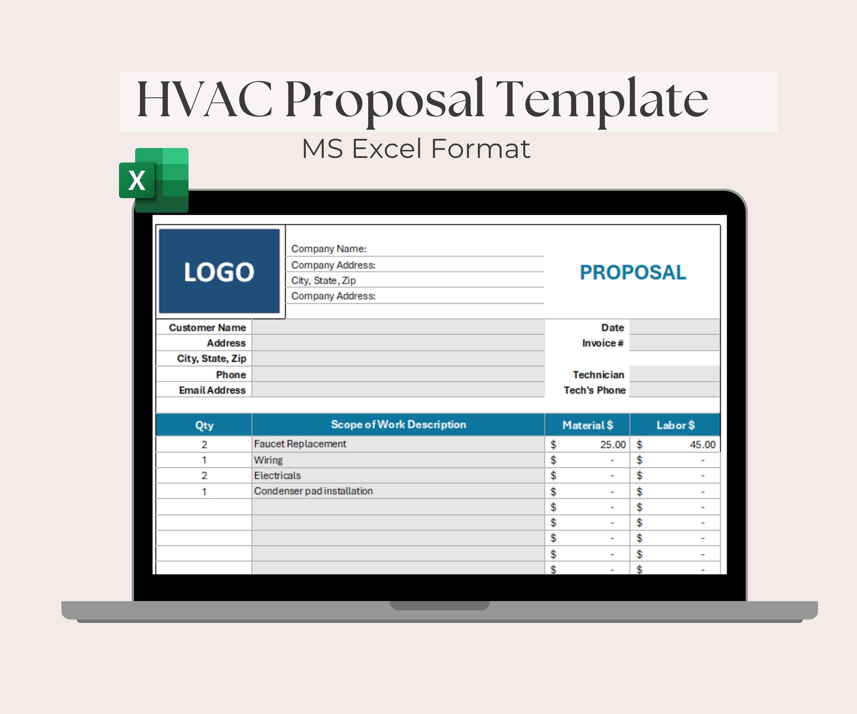HVAC Estimate Proposal Template in Excel, HVAC Contractor Quote Form ...