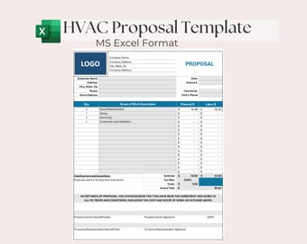 HVAC Estimate Proposal Template in Excel, HVAC Contractor Quote Form ...