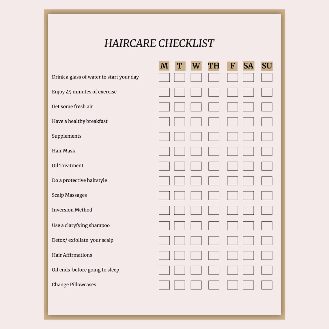 Hair Care Checklist, Printable Hair Care Workbook and Planner, Hair ...
