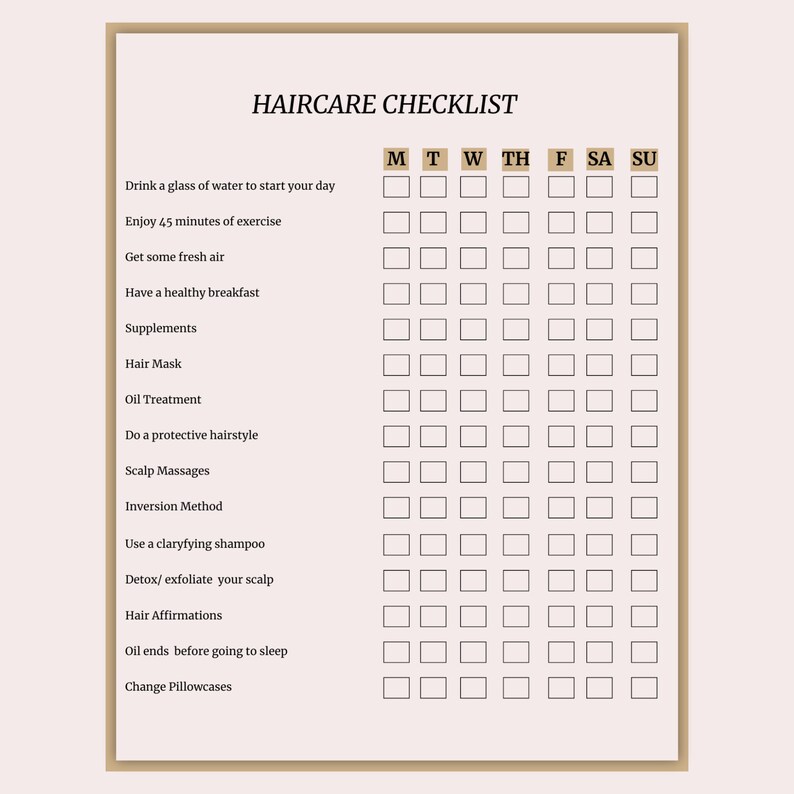 Hair Care Checklist: Printable Workbook & Planner (PDF) - Etsy
