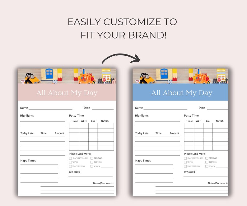 Daycare Report Mail, Daycare Printable, Day Care Report, Daily Log ...