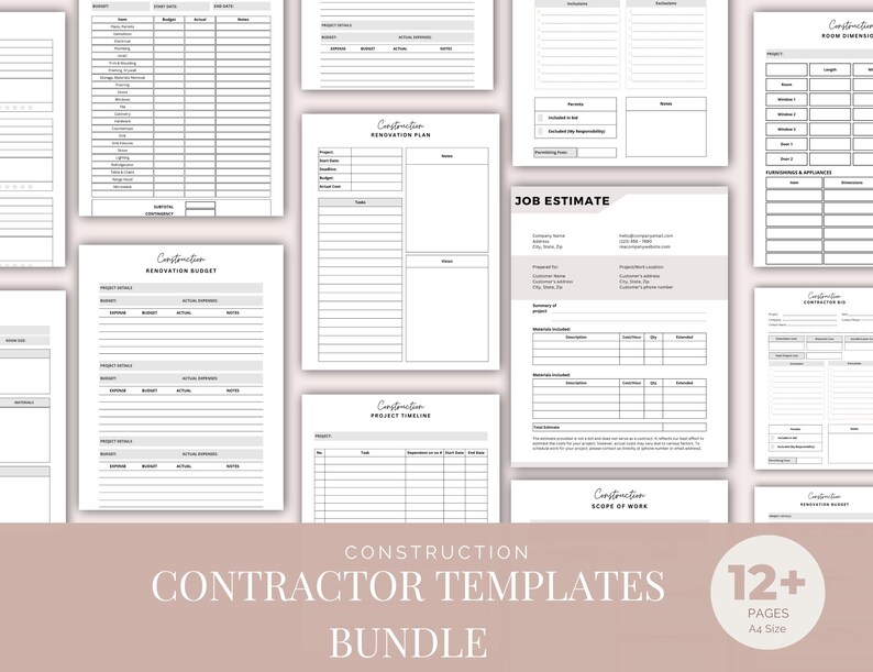 Editable Construction Business Forms Template Bundle (canva & PDF) - Etsy