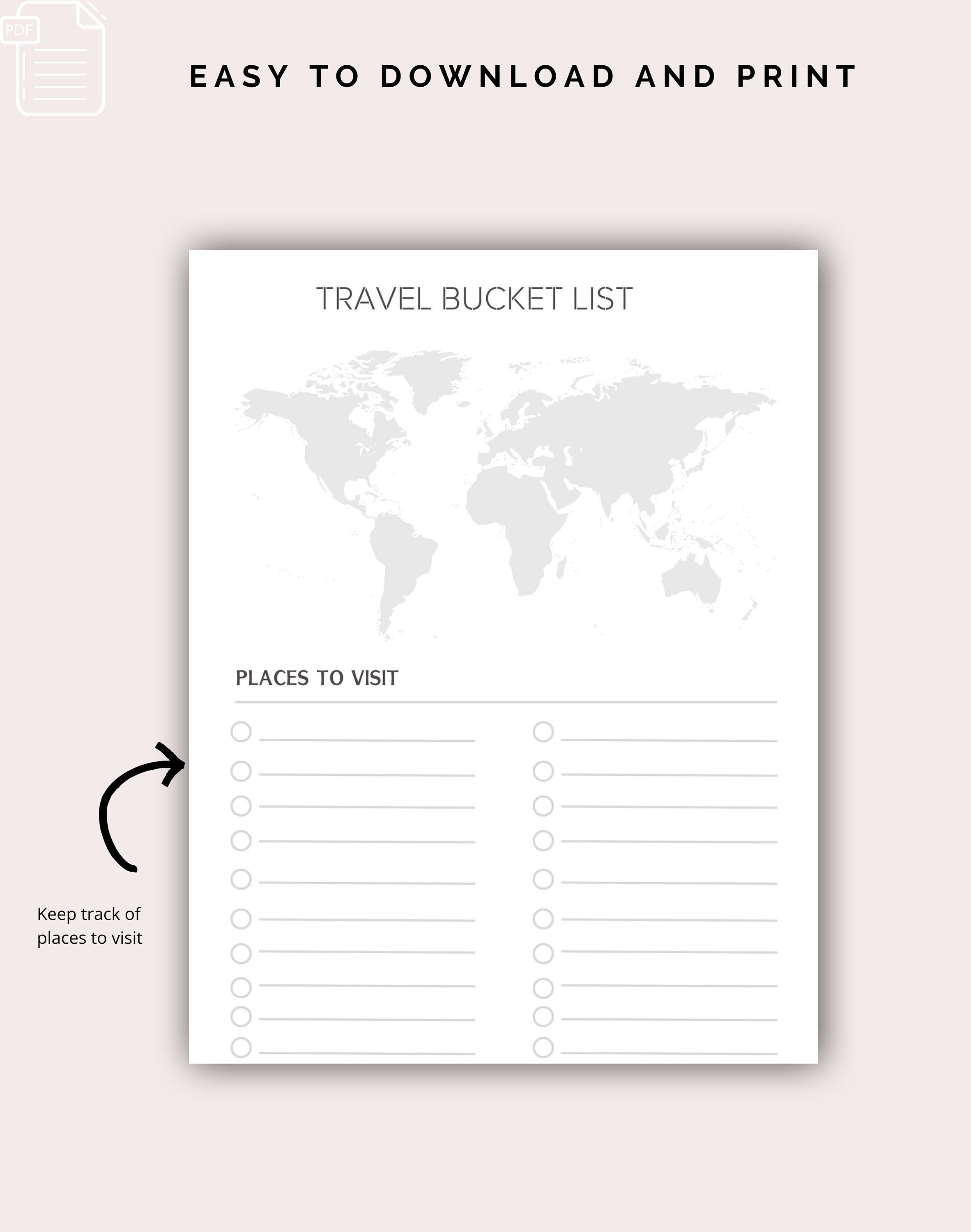 Travel Bucket List Printable, Wanderlust List, Travel to Do List, Dream ...