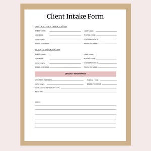 Construction Client Intake Form: Editable Contractor Template (PDF and ...