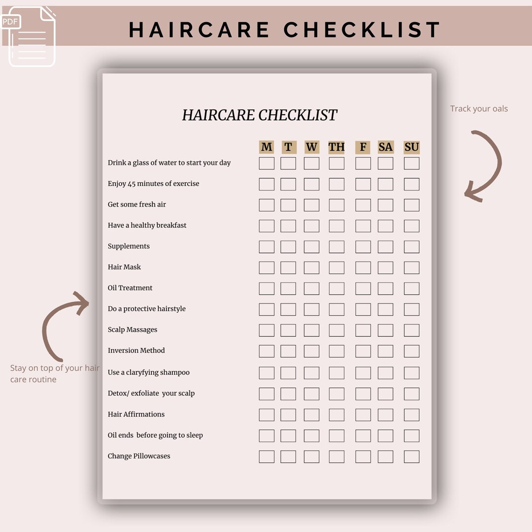 Hair Care Checklist: Printable Workbook & Planner (PDF) - Etsy