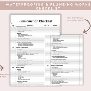 Construction Materials Checklist: Home Building Planner (excel & Google ...