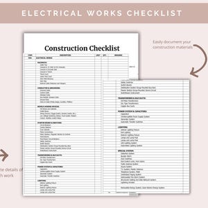 Construction Materials Checklist: Home Building Planner (excel & Google ...