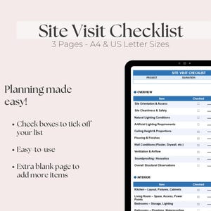 Printable Site Visit Checklist, Printable Interior Design Checklist ...