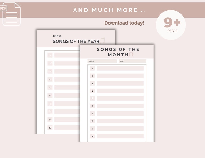 Music Journal, Music Planner, My Playlist, Concerts Tracker, Printable ...