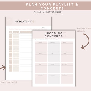 Music Journal, Music Planner, My Playlist, Concerts Tracker, Printable ...