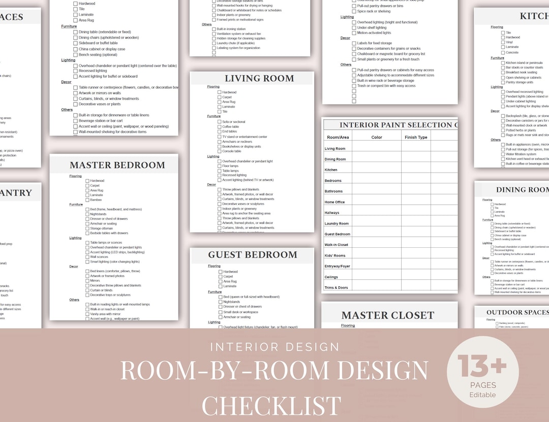 Interior Design Checklist: Room-by-room Home Planner (digital Download ...