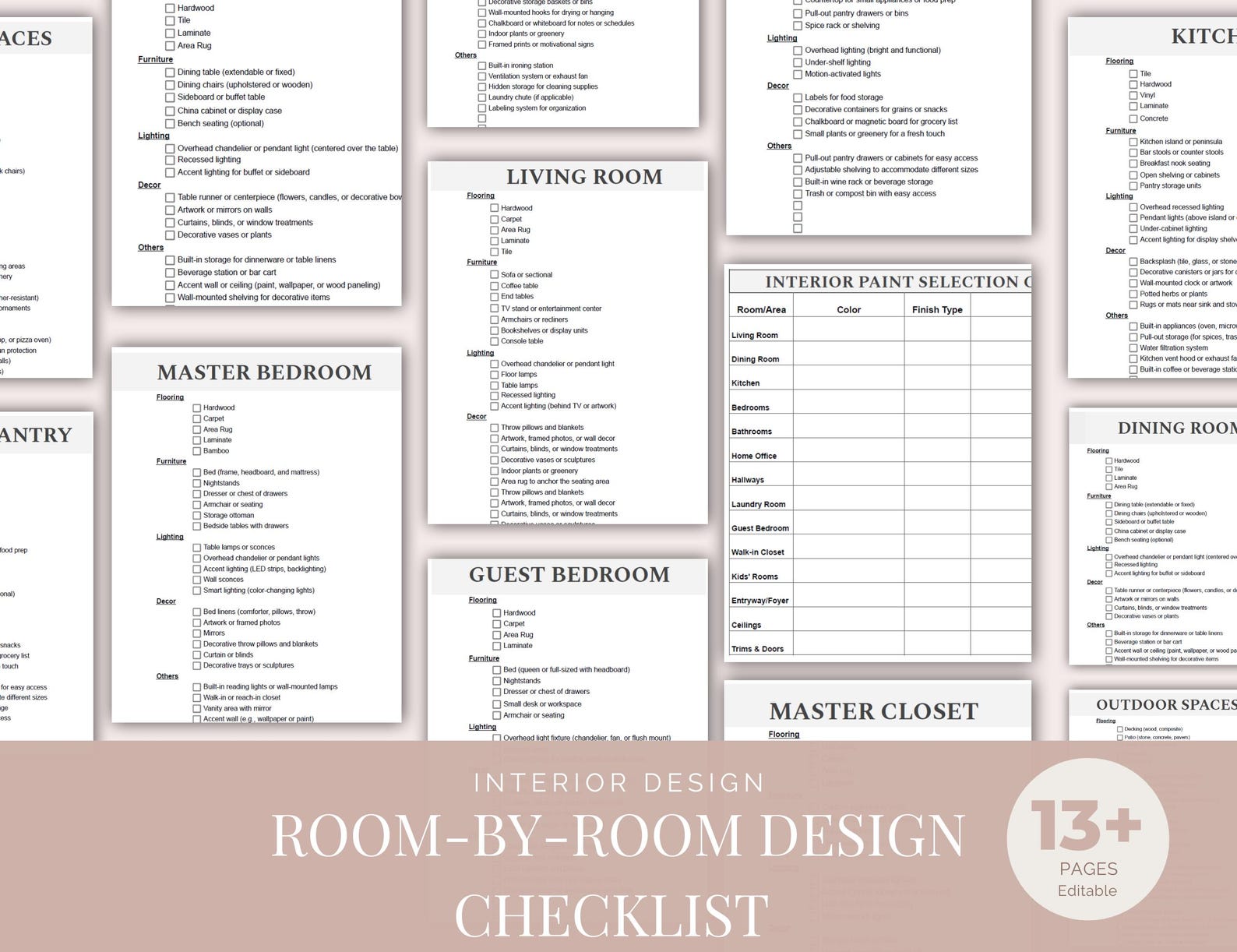Interior Design Checklist: Room-by-room Home Planner (digital Download ...