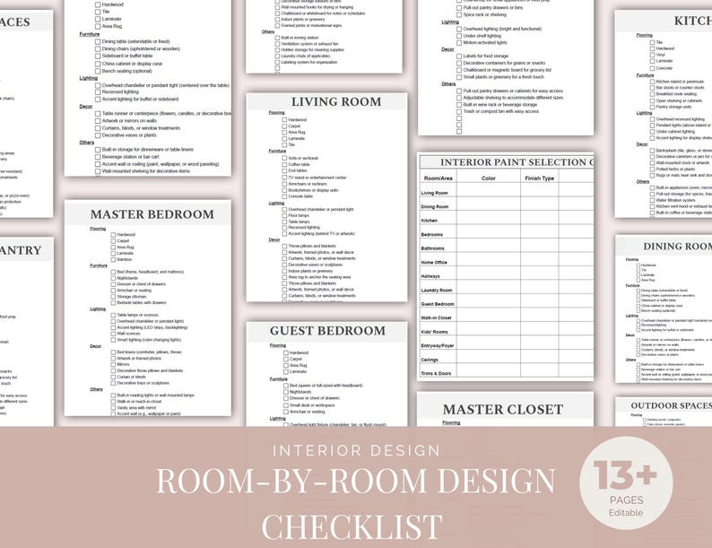 Interior Design Checklist: Room-by-room Home Planner (digital Download ...