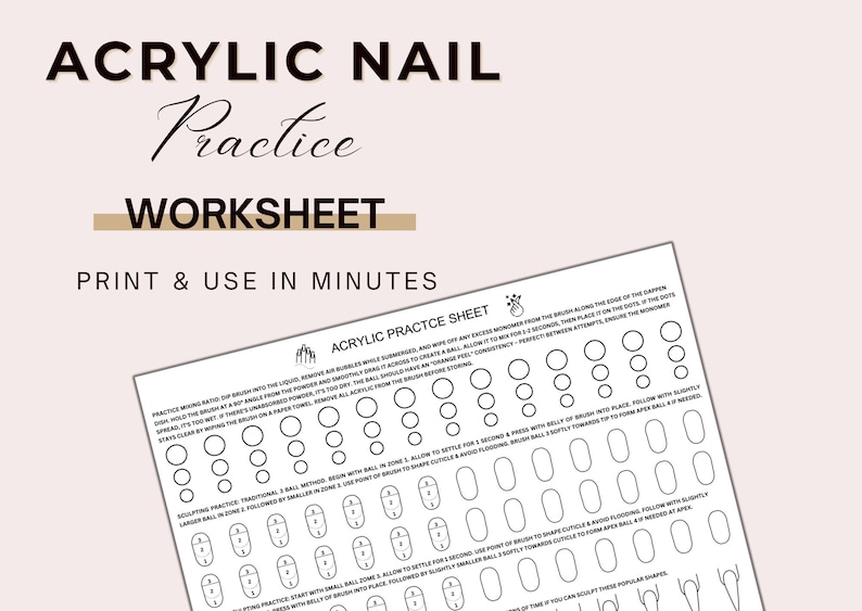 Acrylic Practice Sheet, Nail Liquid & Powder Workbook, Acrylic Mix ...