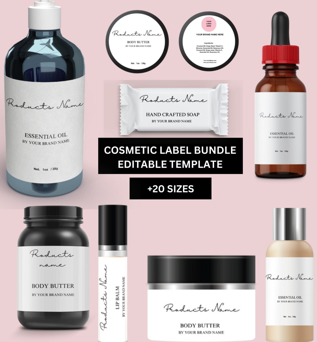 Minimalistic Label Templates for Cosmetic Products, Including Body ...