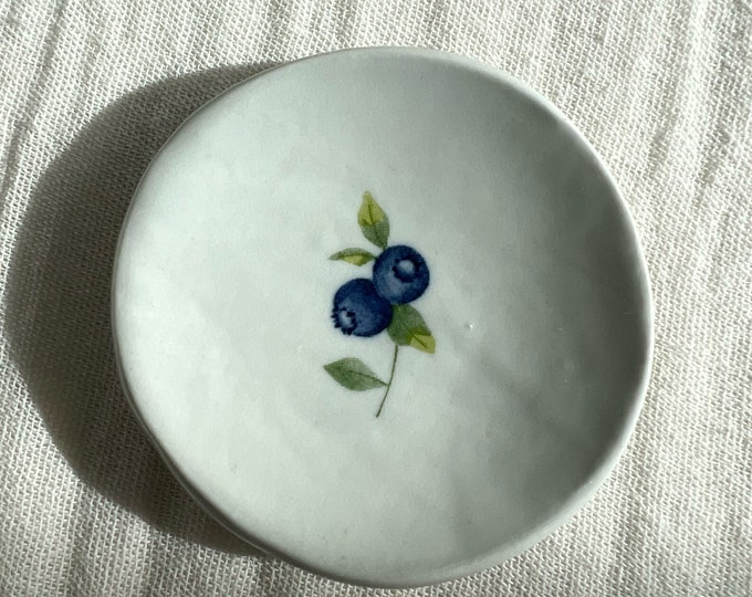 Ceramic Jewelry Dish, Blueberry Decor, Ring Holder, Earring Dish, Ceramic Dish, Blueberries ...