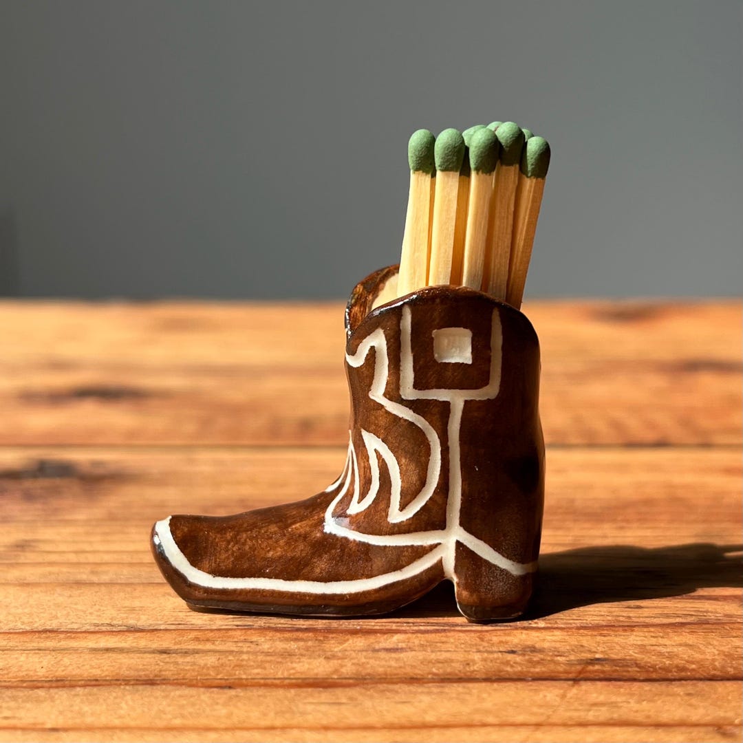 Dark Brown Cowboy Boot Match Holder/striker - Etsy