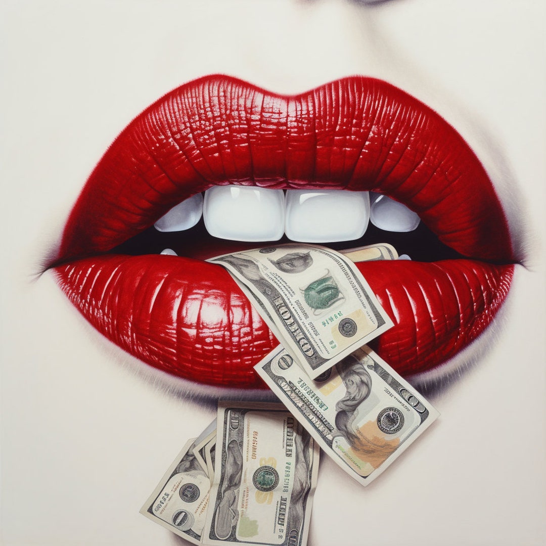 Money PNG Digital Money Red Lips Money Flow - Etsy