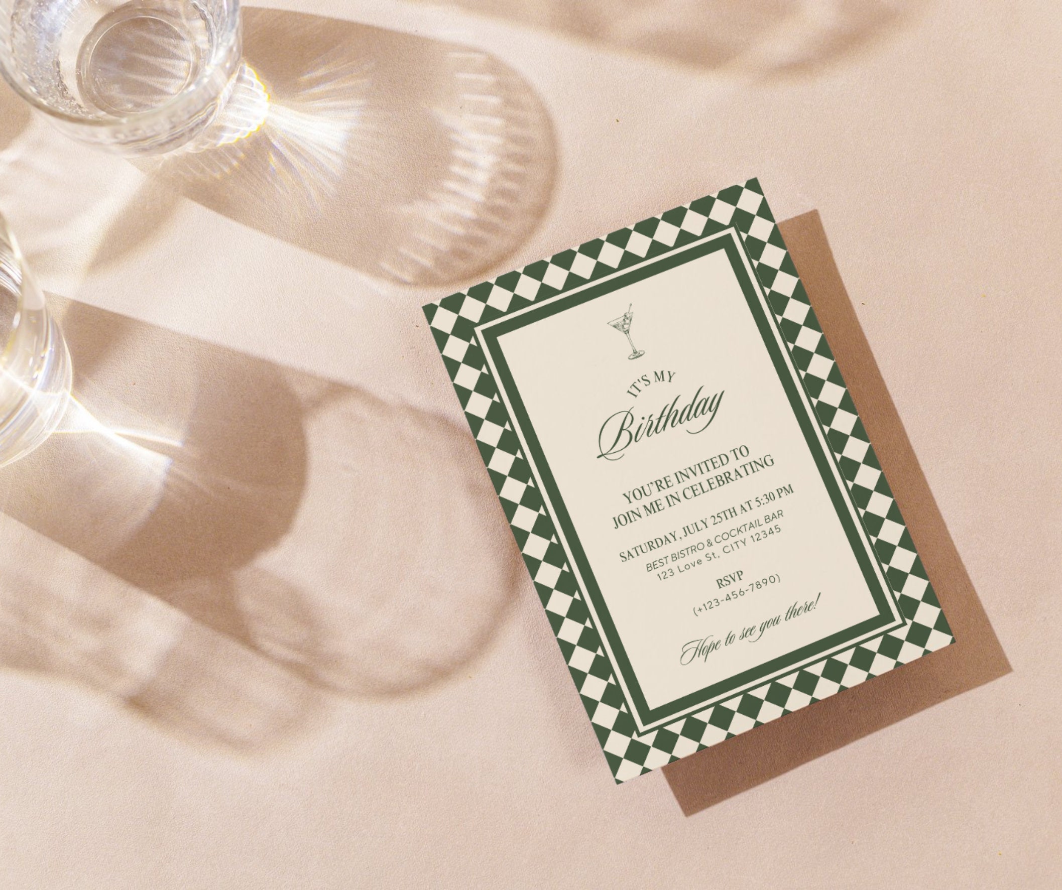 Invitations - Old Money Classic Themed, Martini, Restaurant Aesthetic ...