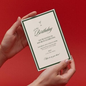 Invitations - Classic Old Money Aesthetic, Chic Martini Theme, Cherry ...