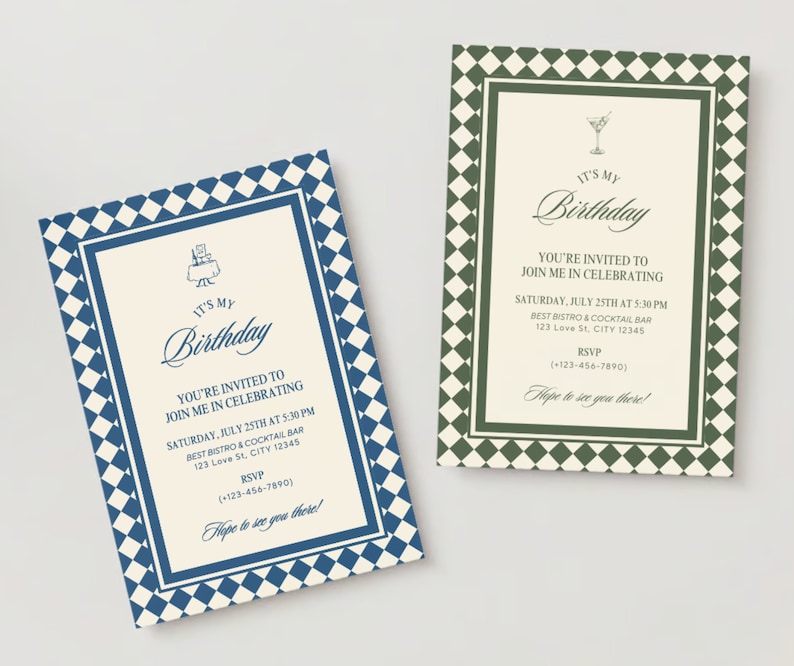Invitations - Old Money Classic Themed, Martini, Restaurant Aesthetic ...
