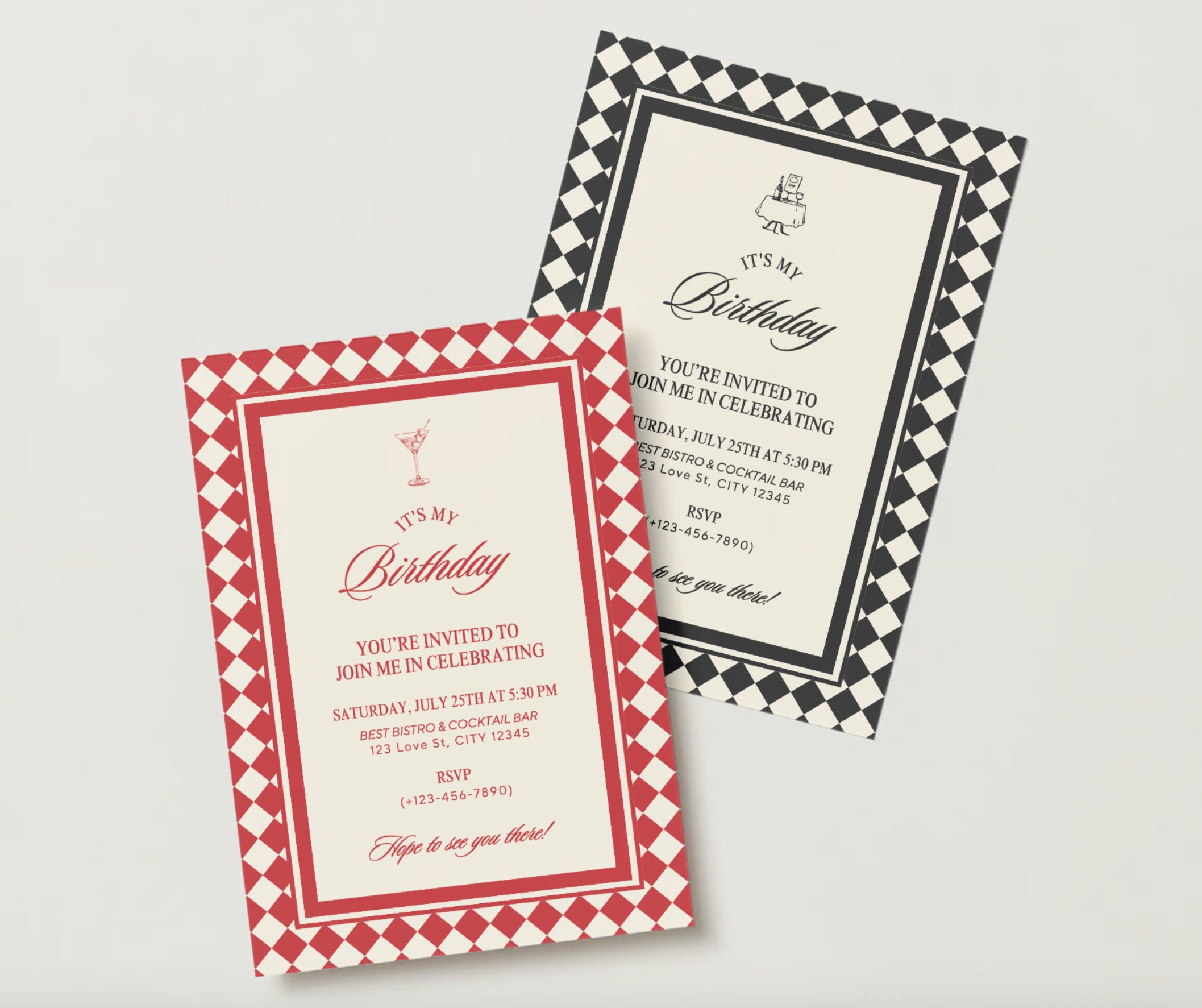 Invitations - Old Money Classic Themed, Martini, Restaurant Aesthetic ...