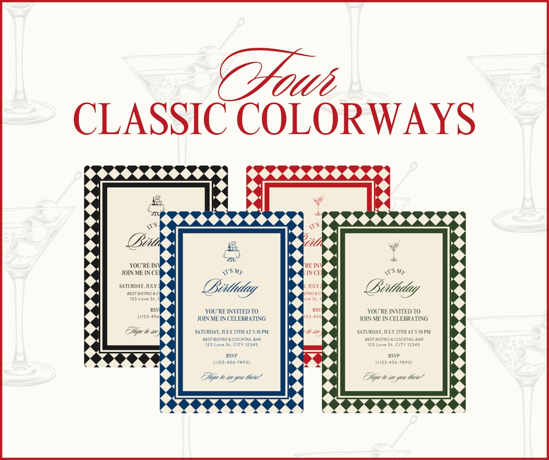 Invitations - Old Money Classic Themed, Martini, Restaurant Aesthetic ...