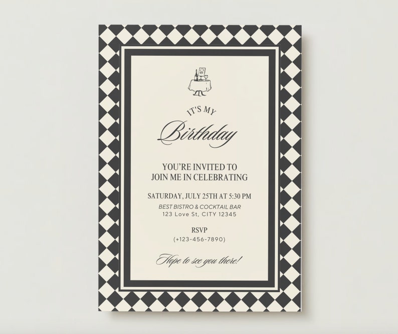 Invitations - Old Money Classic Themed, Martini, Restaurant Aesthetic ...