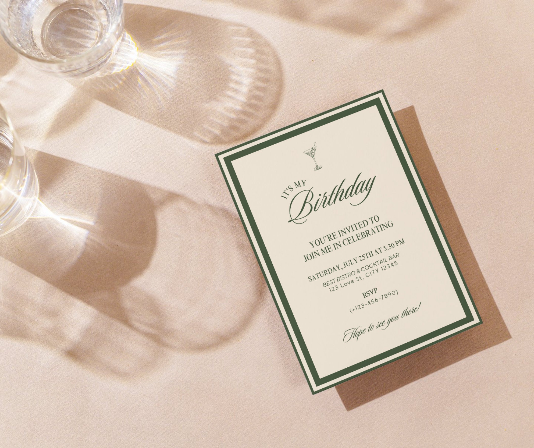 Invitations Classic Old Money Aesthetic, Chic Martini Theme, Cherry Red ...